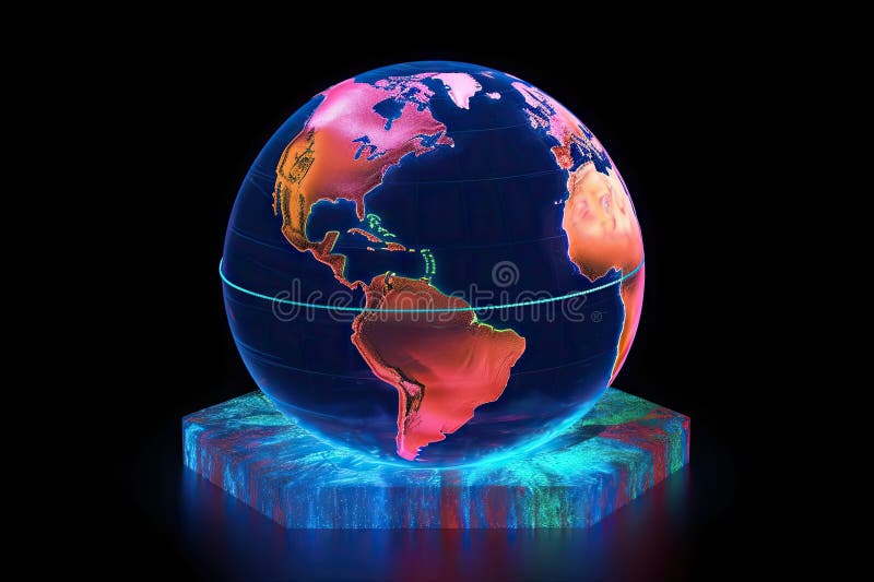3d Model of Earth with Neon Illumination Stock Illustration ...
