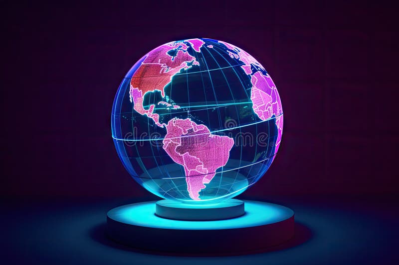 3d Model of Earth with Neon Illumination Stock Illustration ...