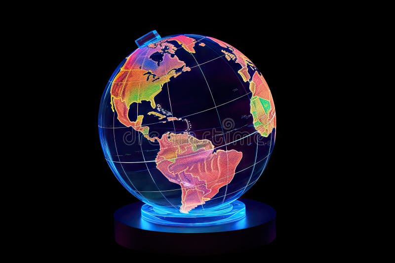 3d Model of Earth with Neon Illumination Stock Illustration ...