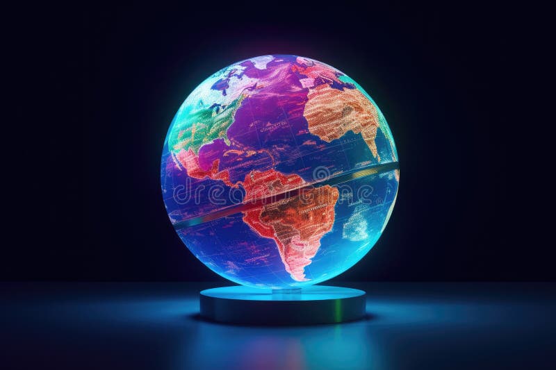 3d Model of Earth with Neon Illumination Stock Illustration ...