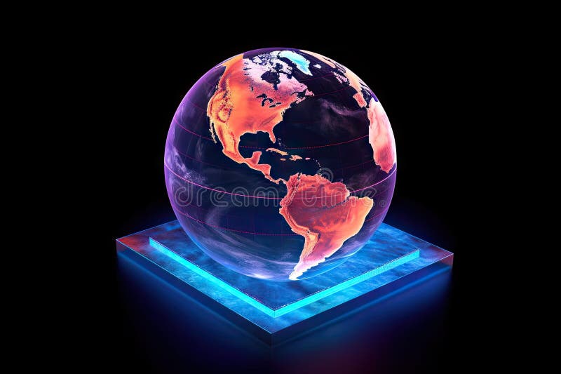 3d Model of Earth with Neon Illumination Stock Illustration ...