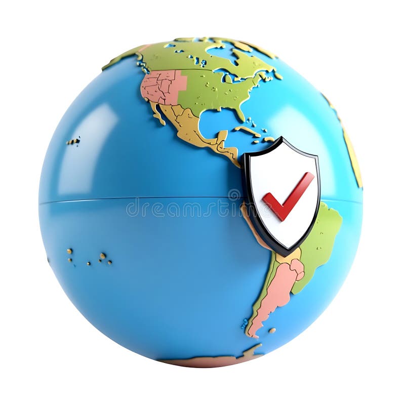 Global Protection Shield Secure Earth 3D Model on White Stock ...