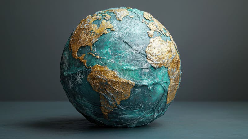 3D Model of Earth with Textured Surface and Gold Continents ...