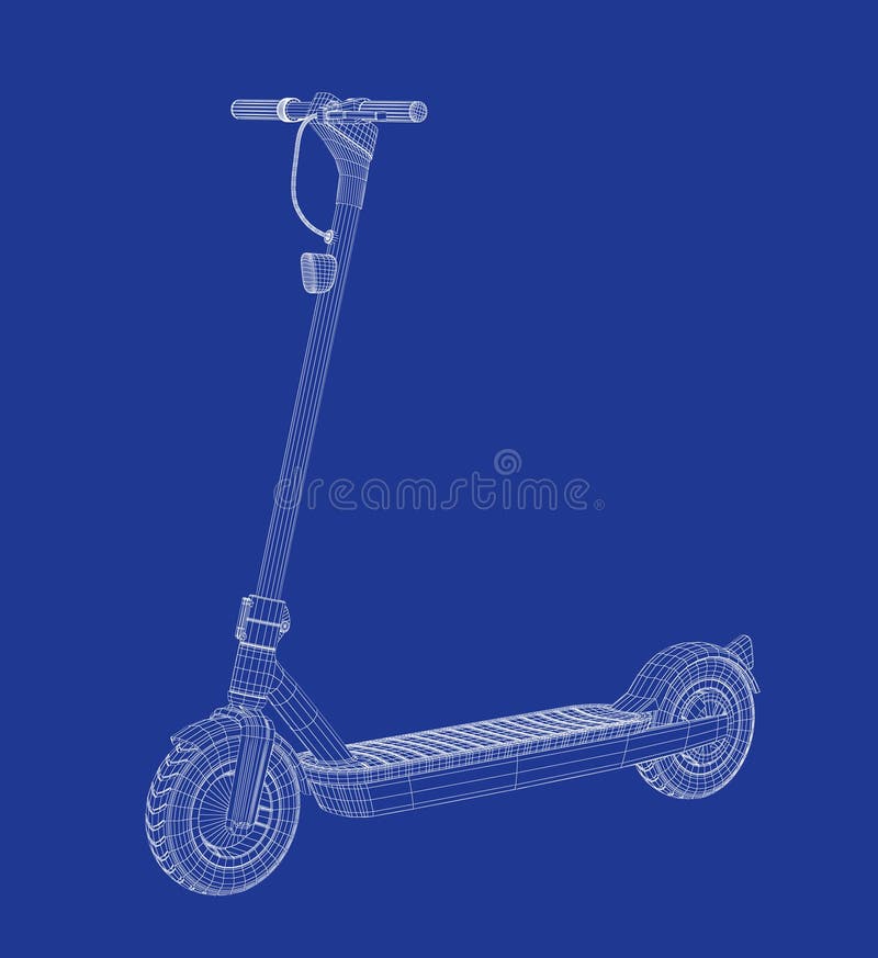 3D Model of Electric Scooter Stock Illustration - Illustration of ...