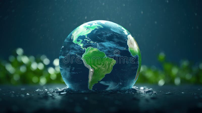 A 3d Model Figure of Earth with Raining Generative AI Stock ...
