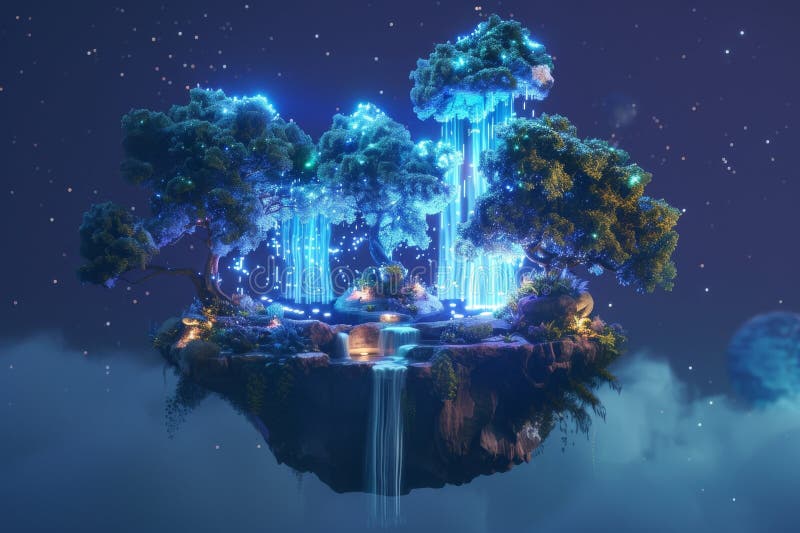 A 3D Model of a Floating Enchanted Forest on a Small Planet with ...