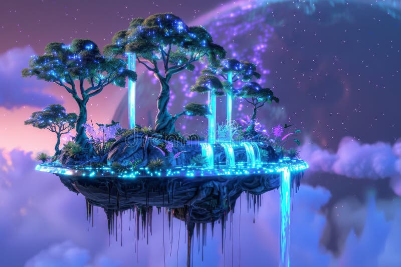 A 3D Model of a Floating Enchanted Forest on a Small Planet with ...