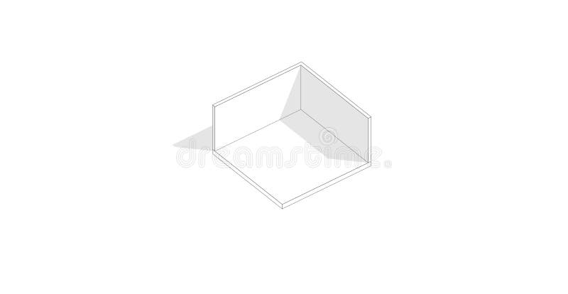 3D Model of Floor and Wall in a White Space Stock Illustration ...