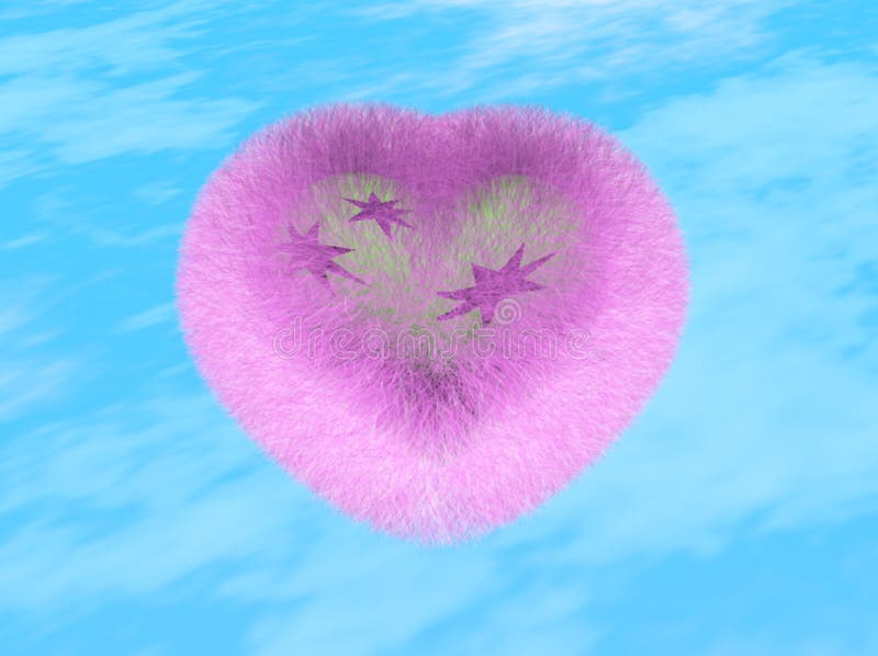 3D Model of a Fluffy Heart. Bright Colors Against the Background of the ...
