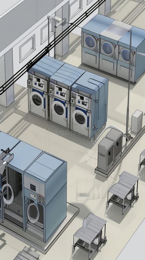 3D Model of Fullservice Commercial Laundry Facility with Efficient ...