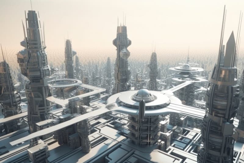 3d Model of Futuristic City with Towering Structures and Flying ...