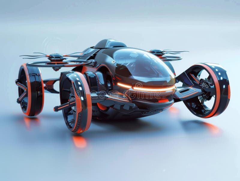A 3D Model of a Futuristic Vehicle Combining Elements of Cars Planes ...