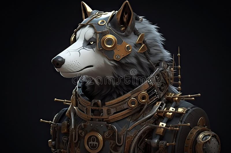 3D Model Gaming Character Wolf Steampunk Style Stock Illustration ...
