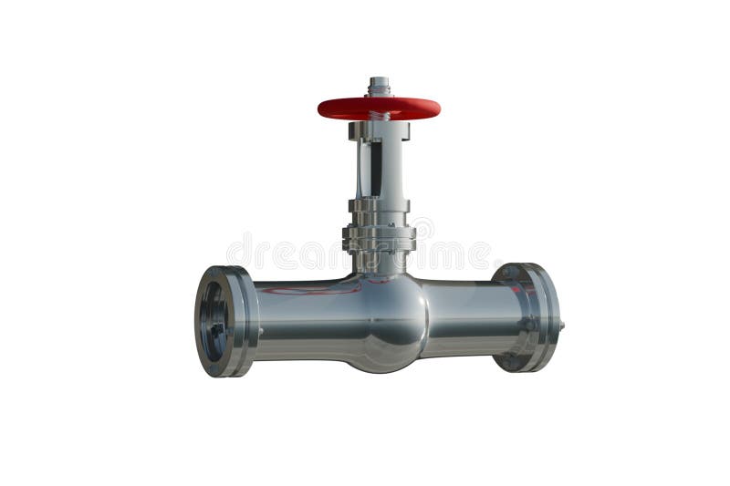 3d Model of Gas Pipe with Pressure Valve on White Background Stock ...