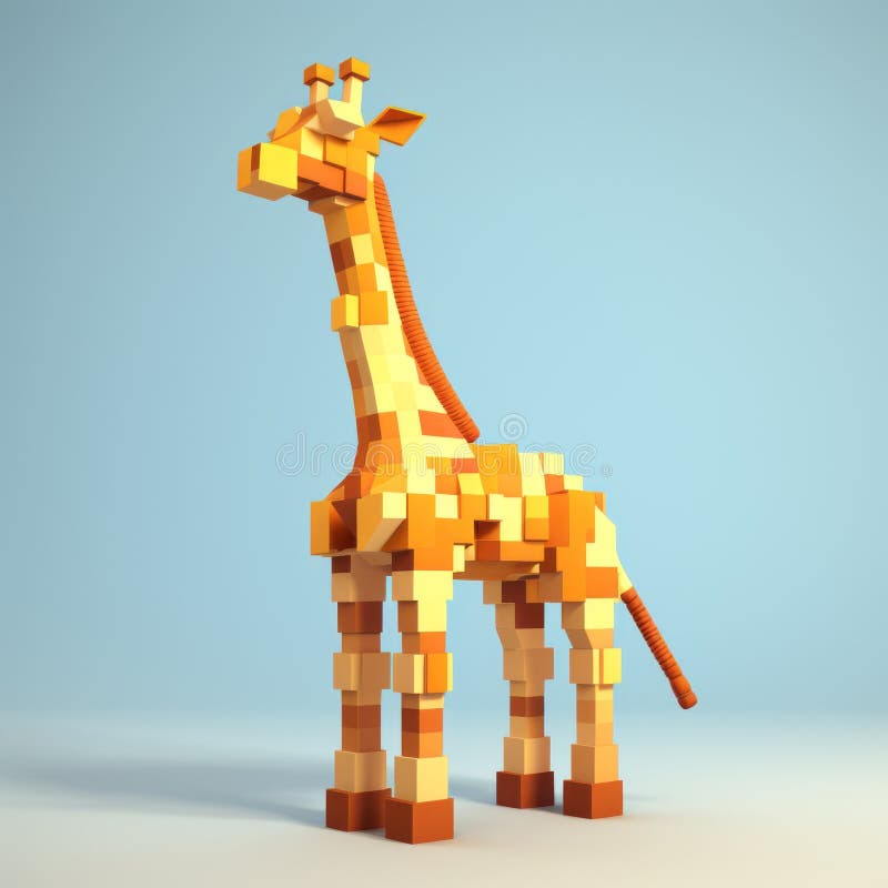 Sketchfab-inspired Giraffe Block Sculpture with Geometric Designs Stock ...