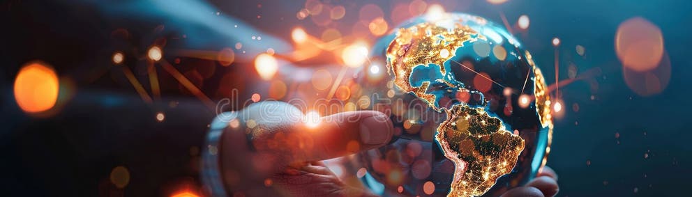 A 3D Model of a Globe with Hands Connecting Different Continents ...