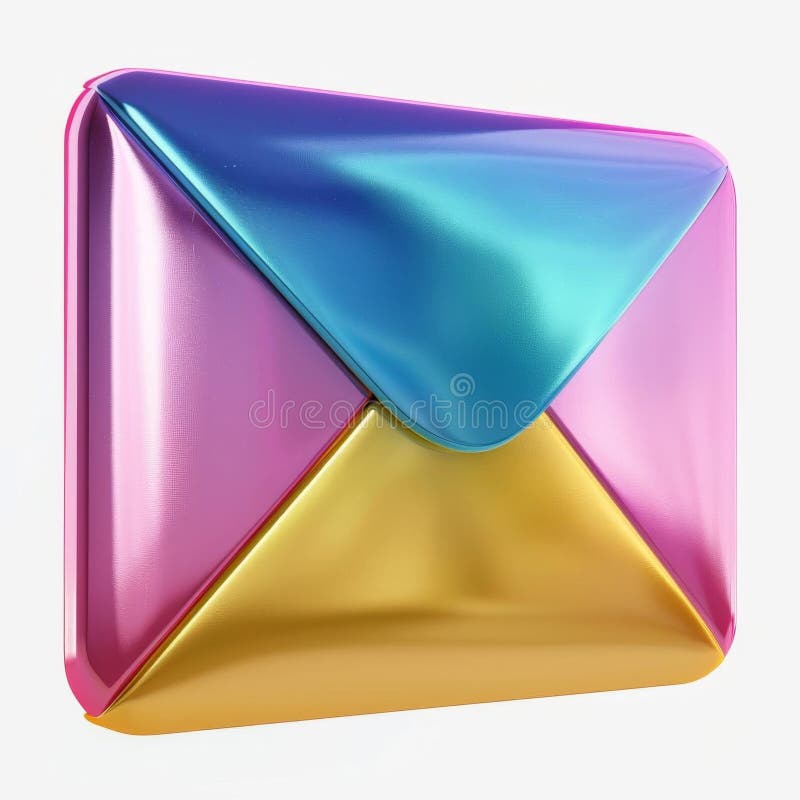 4 3D Model of a Glossy Colorful Envelope Icon for Messaging Apps Stock ...