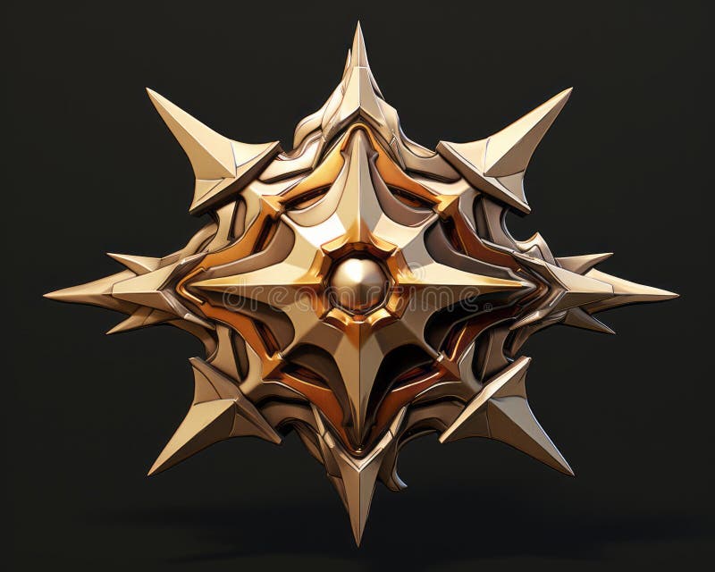 A 3d Model of a Golden Star with Spikes on it Stock Illustration ...