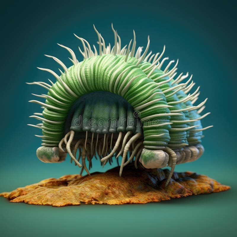 3d Model of Green Worm on Rock Stock Illustration - Illustration of ...
