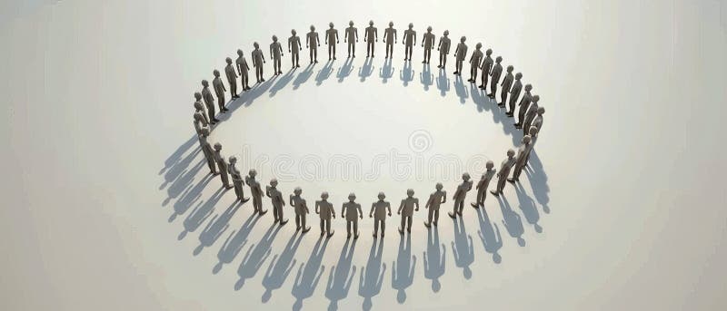 3D Model Group of People Standing in a Perfect Circle Each Facing ...