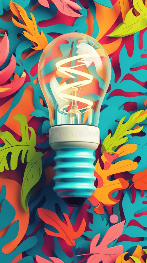 264 3D Model of a Halogen Bulb Icon with a Colorful Illustrated ...