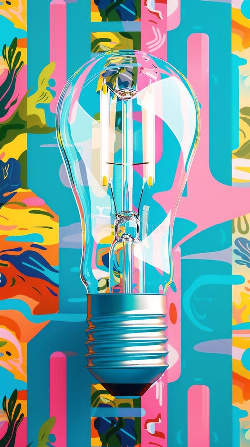 264 3D Model of a Halogen Bulb Icon with a Colorful Illustrated ...