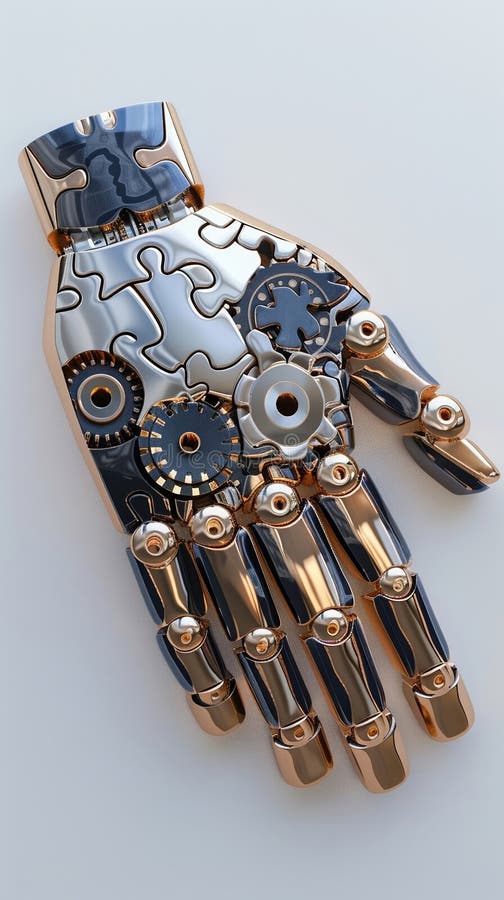 A 3D Model of a Handshake Formed by Puzzle Pieces with Gears Inside ...