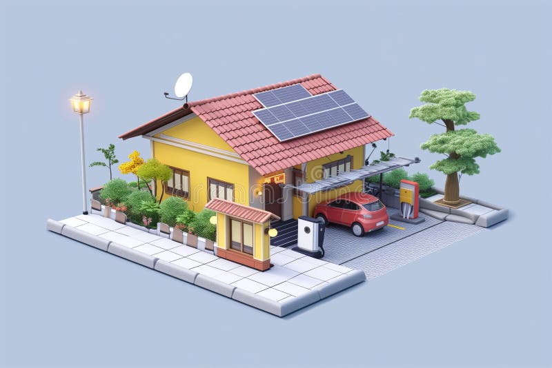 3D model high tech house stock illustration. Illustration of innovation ...