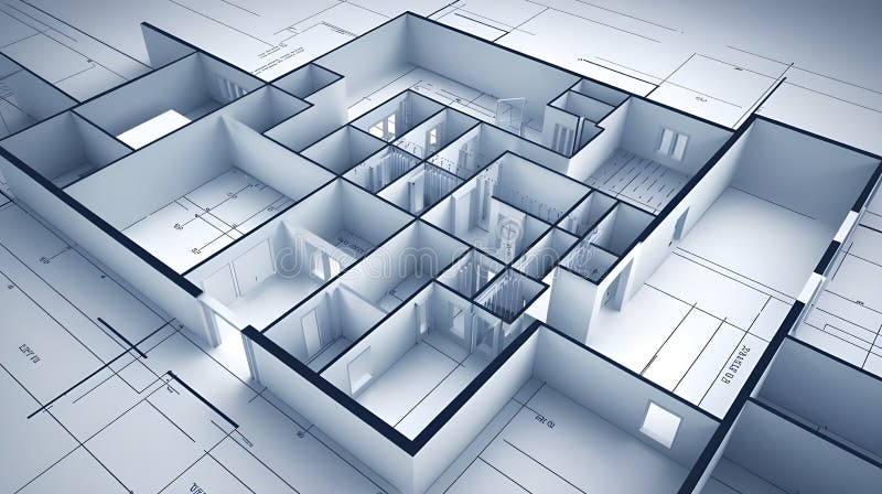 3D Model Home Design Blueprint Architectural House Plan Stock ...