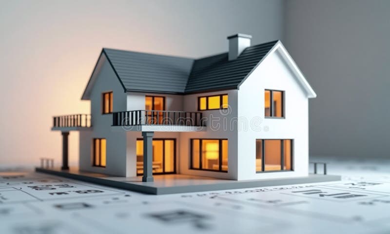 3D Model House Architectural Miniature Modern Two Story Stock ...