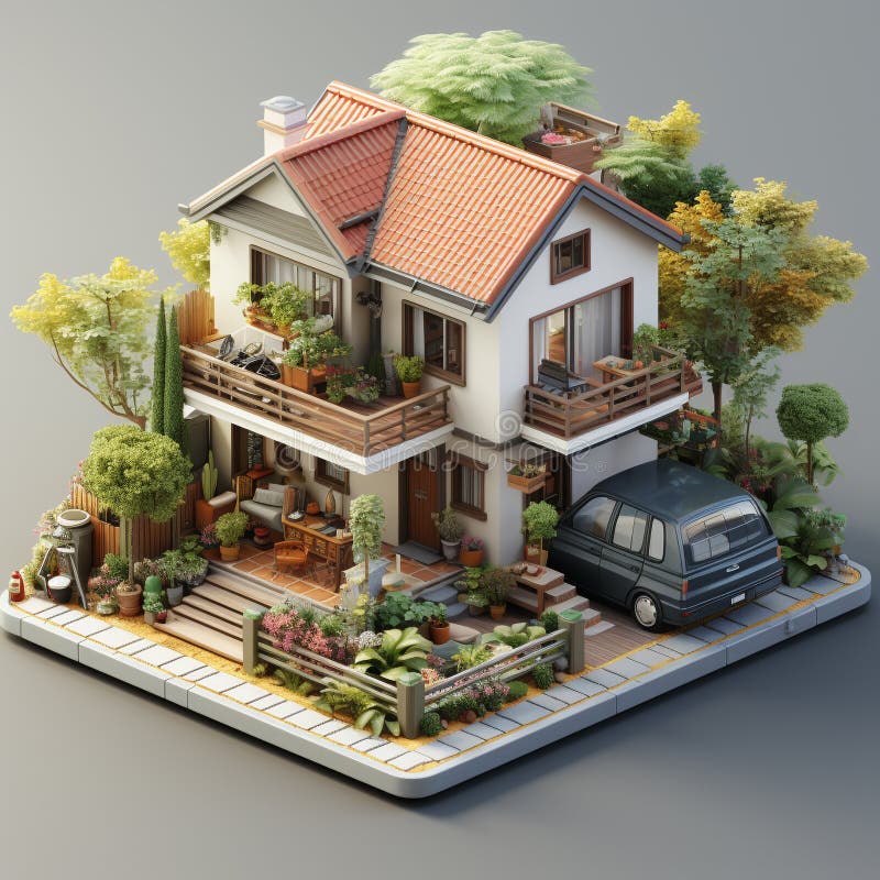 3d model house stock illustration. Illustration of home - 288282644