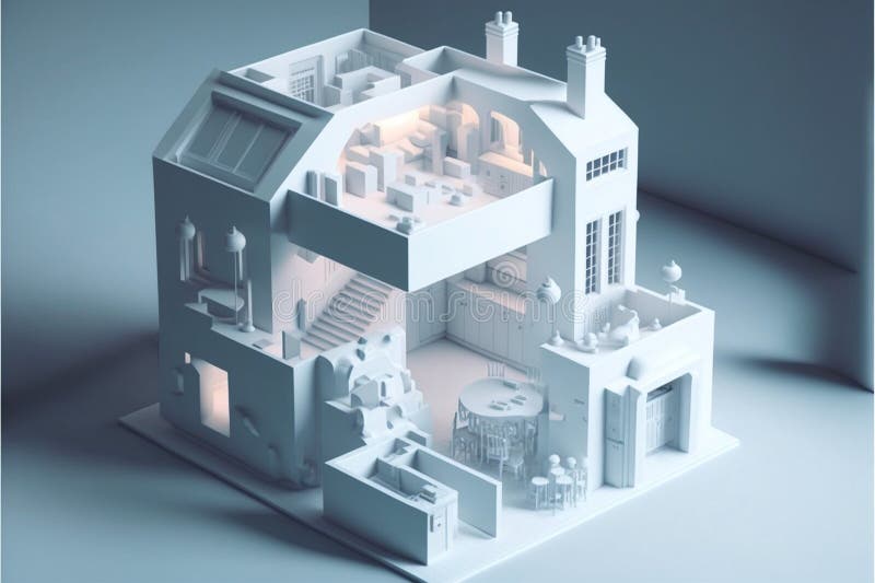 3d Render of a Modern Building 3d Model of a House 3d Model House Stock ...