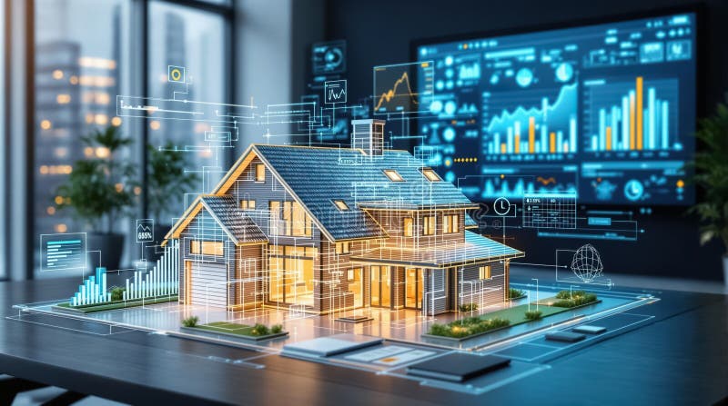 A 3D Model of a House is Showcased with Various Data Analytics and ...