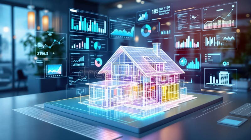 A 3D Model of a House is Showcased with Various Data Analytics and ...