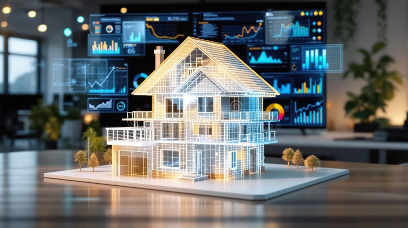 A 3D Model of a House is Showcased with Various Data Analytics and ...