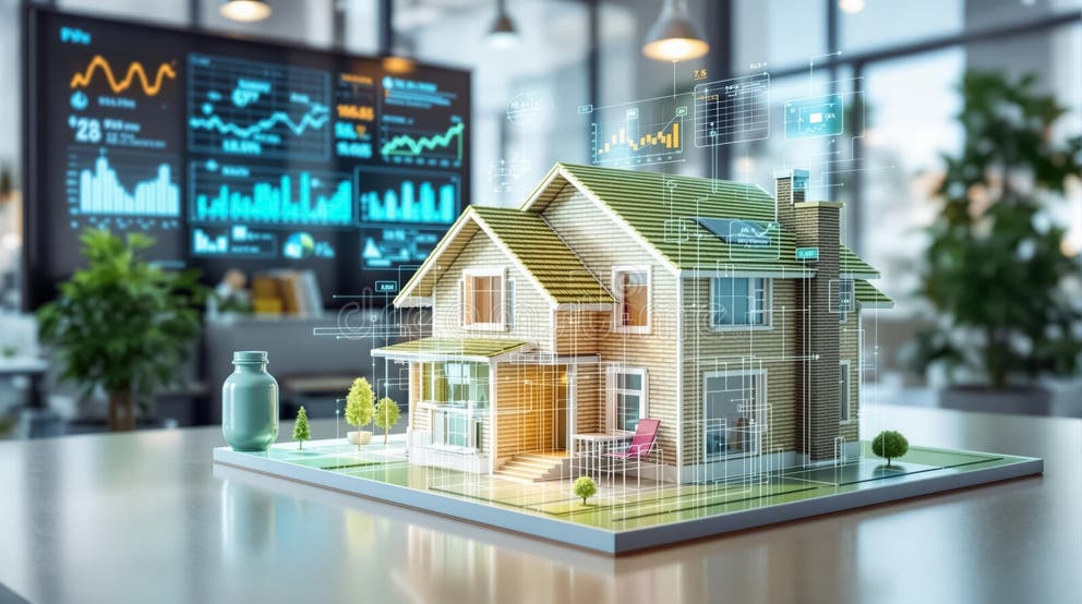 A 3D Model of a House is Showcased with Various Data Analytics and ...