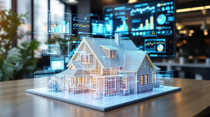 A 3D Model of a House is Showcased with Various Data Analytics and ...