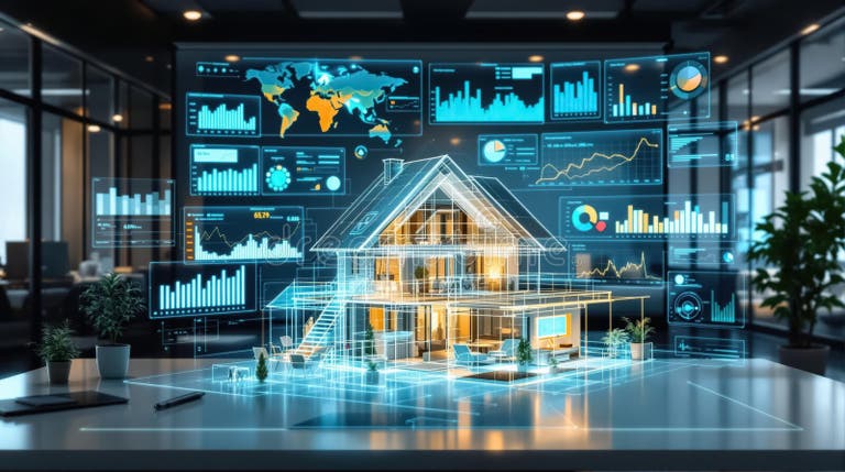 A 3D Model of a House is Showcased with Various Data Analytics and ...