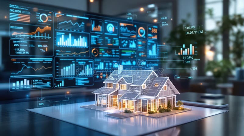 A 3D Model of a House is Showcased with Various Data Analytics and ...