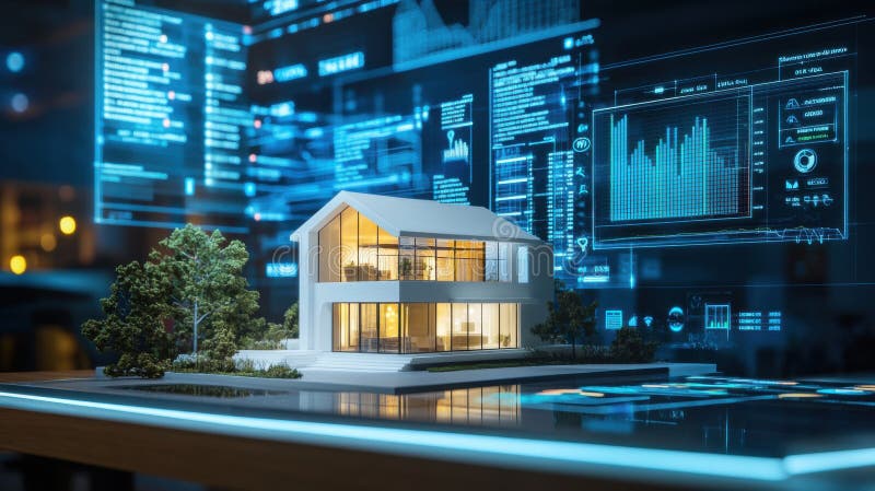 A 3D Model of a House is Showcased with Various Data Quality Stock ...