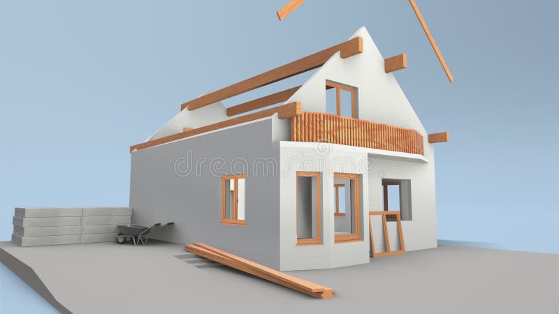 3d Model of a House Under Construction Stock Footage - Video of frame ...