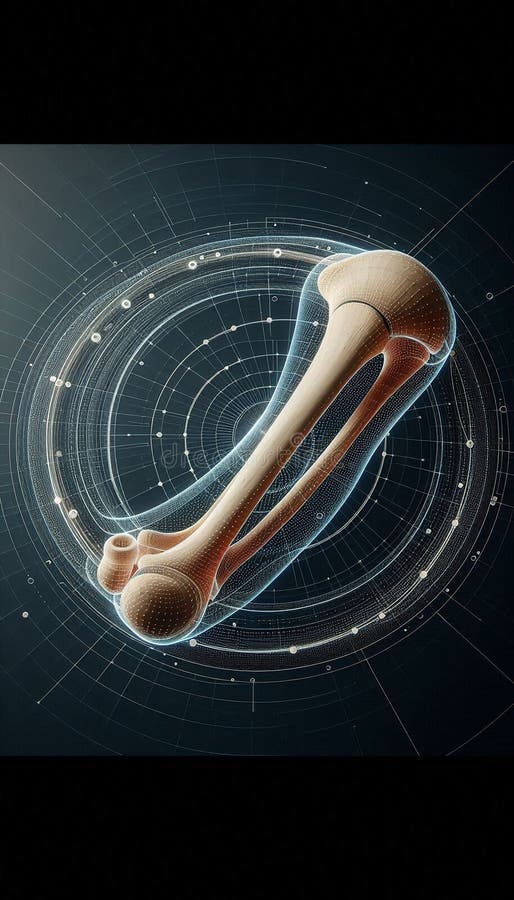 3D Model of Human Bone with Digital Background Stock Illustration ...