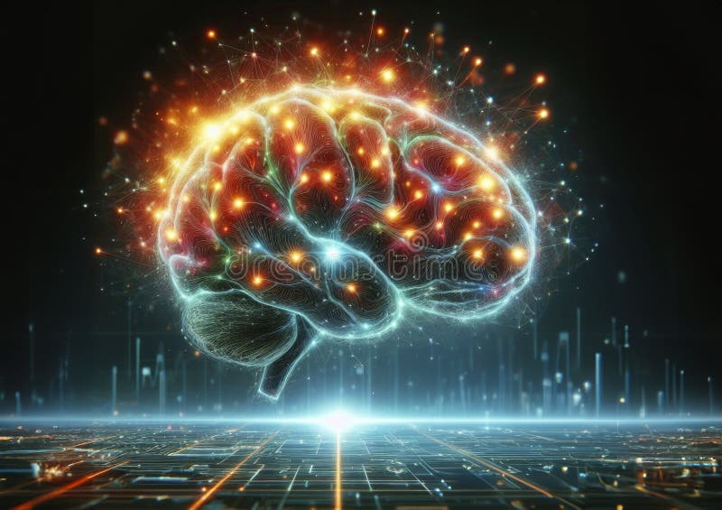 3D Model of the Human Brain with Neural Connections. the Concept of ...