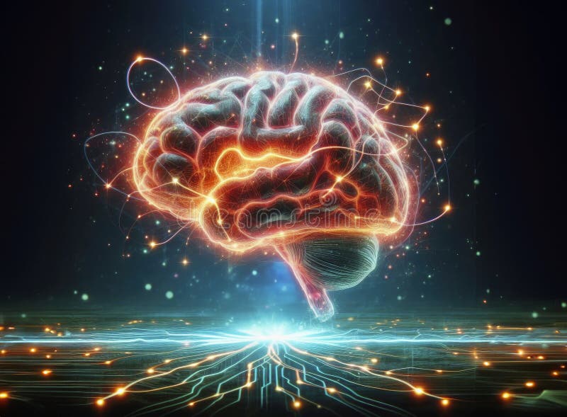 3D Model of the Human Brain with Neural Connections. the Concept of ...