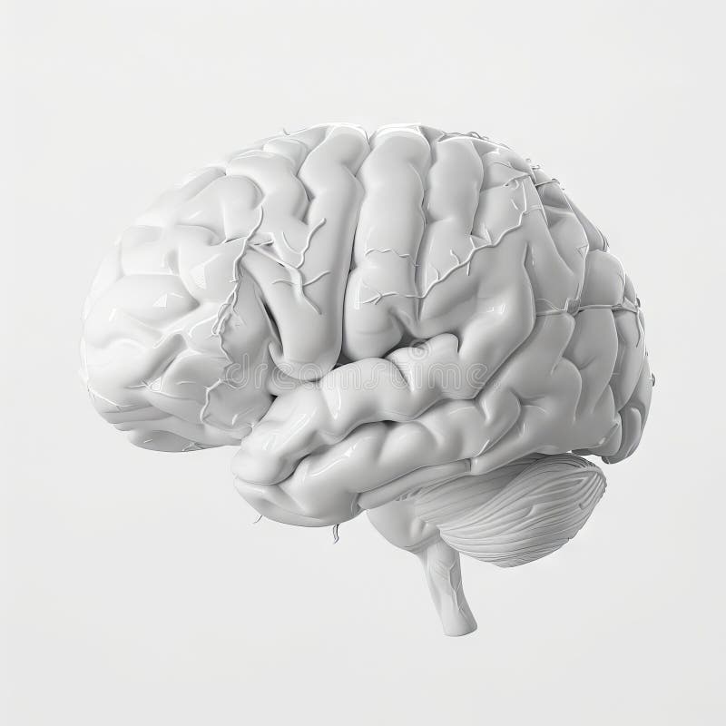 A 3D Model of a Human Brain on a White Background Stock Photo - Image ...
