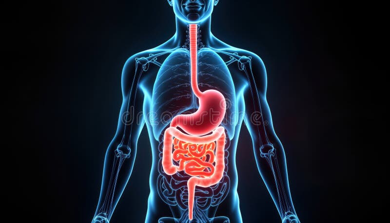3D Model of Human Digestive System. Visible Anatomical Structures Like ...