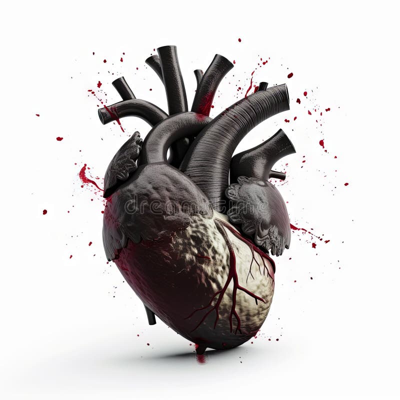 3D Model of a Human Heart in a Drawing Style Stock Illustration ...