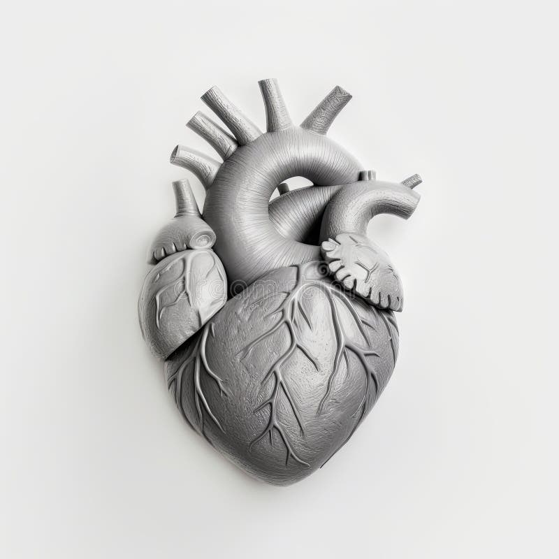 3D Model of a Human Heart in a Drawing Style Stock Illustration ...