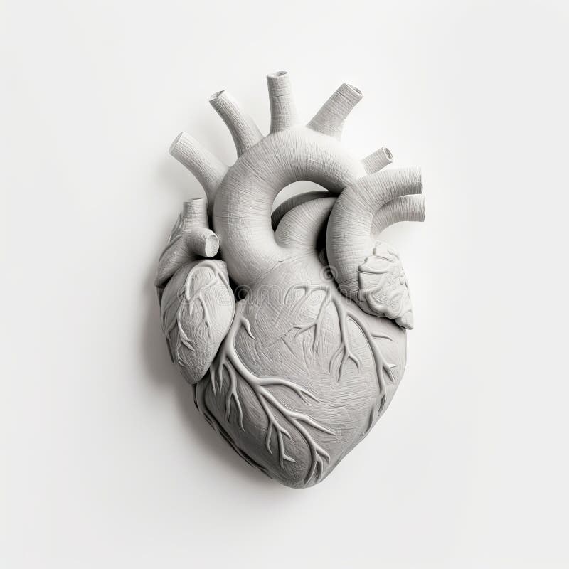 3D Model of a Human Heart in a Drawing Style Stock Illustration ...