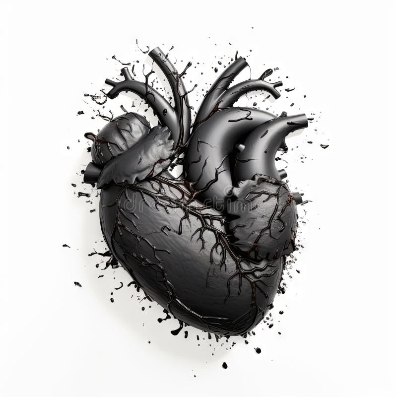 3D Model of a Human Heart in a Drawing Style Stock Illustration ...